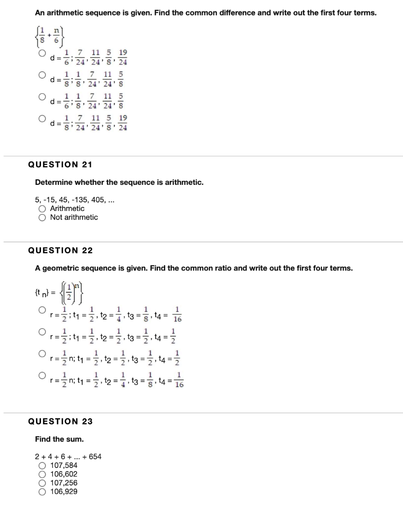 Solved An arithmetic sequence is given. Find the common | Chegg.com