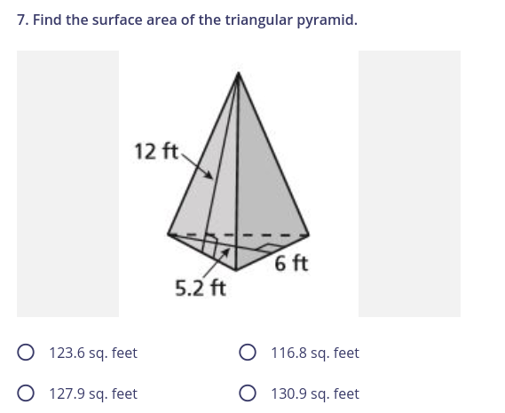 Solved 7. Find the surface area of the triangular pyramid. | Chegg.com