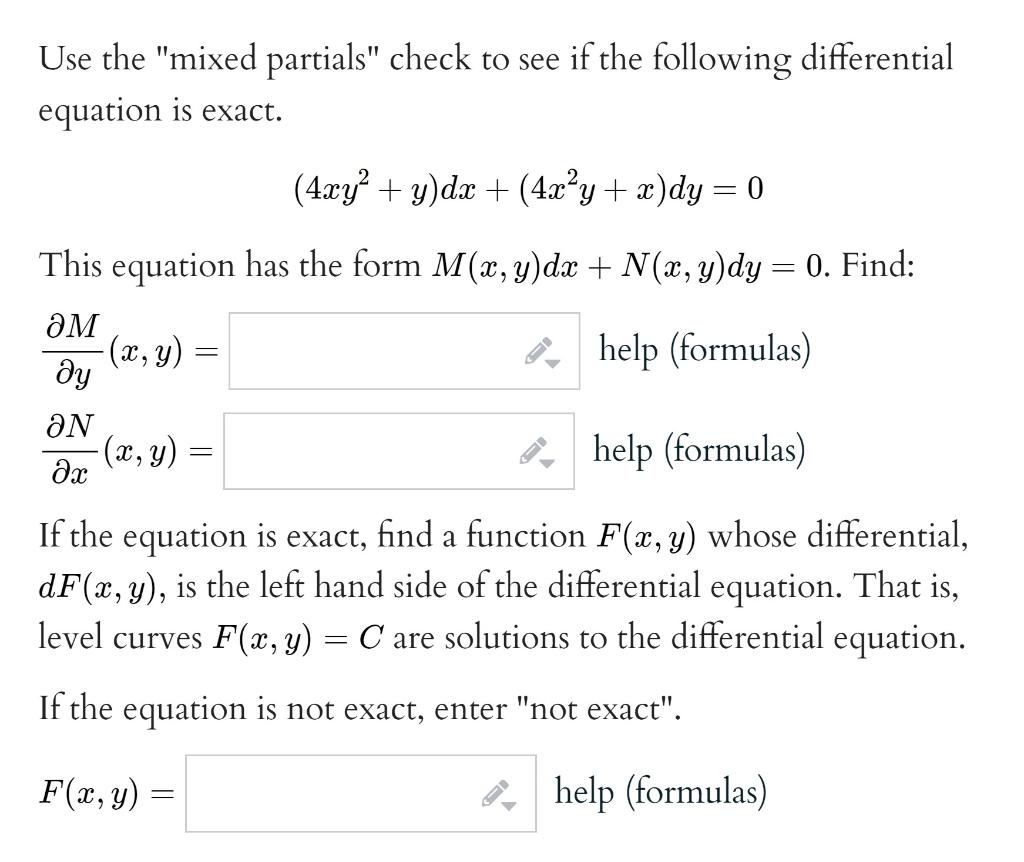 Solved Use the "mixed partials" check to see if the | Chegg.com