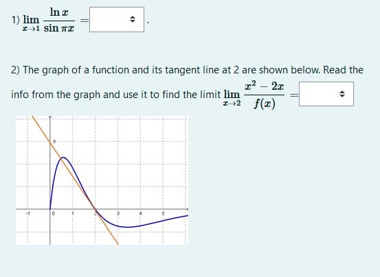 Solved In . > 1) lim 7+1 sin at 2) The graph of a function | Chegg.com