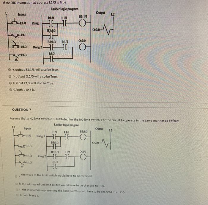 If the XIC instruction at address 1:1/3 is True: | Chegg.com