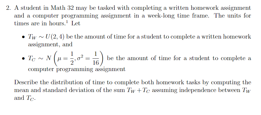 Solved 2. A student in Math 32 may be tasked with completing | Chegg.com