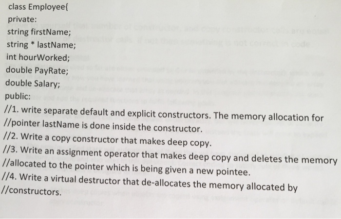 Solved class Employeef private: string firstName; string | Chegg.com
