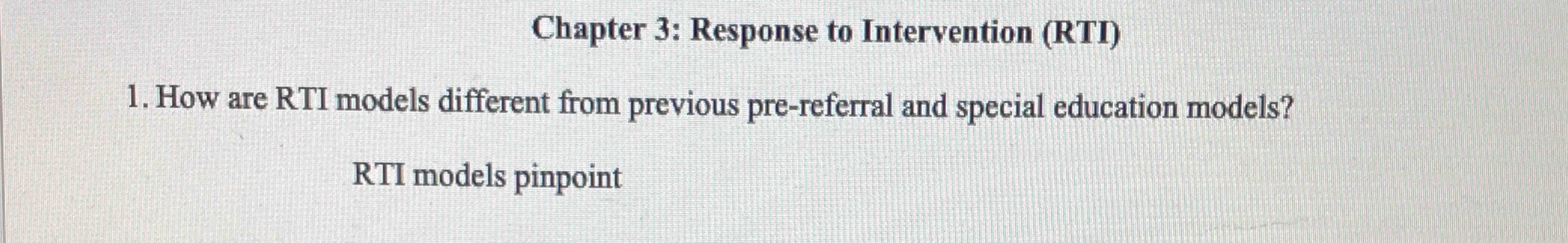 Solved Chapter 3: Response to Intervention (RTI)How are RTI | Chegg.com
