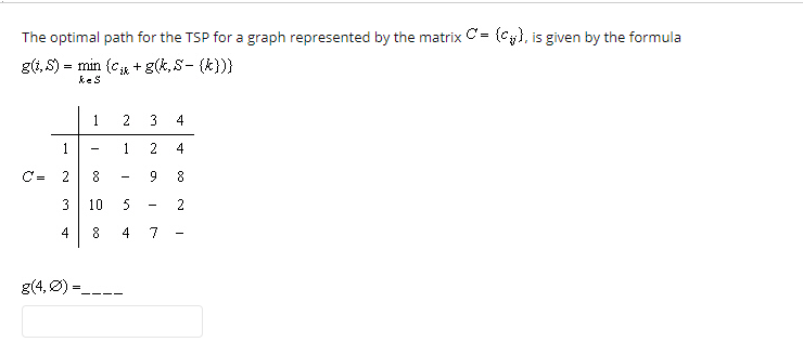 The optimal path for the TSP for a graph represented | Chegg.com
