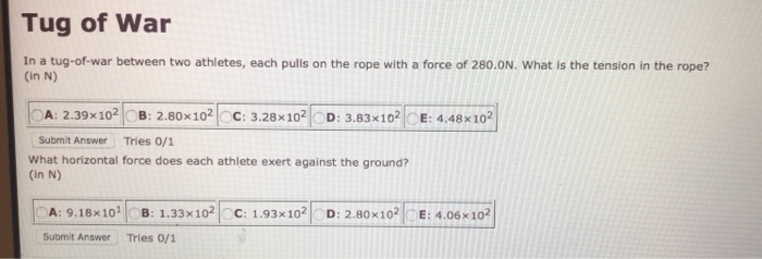 Solved Tug of War In a tug-of-war between two athletes, each | Chegg.com
