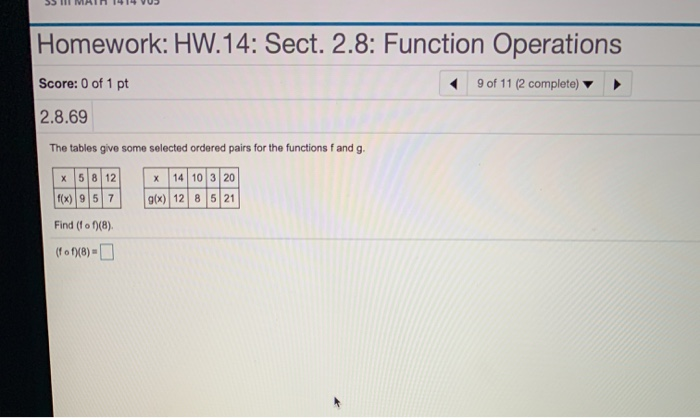 Solved Homework: HW.14: Sect. 2.8: Function Operations 9 of | Chegg.com