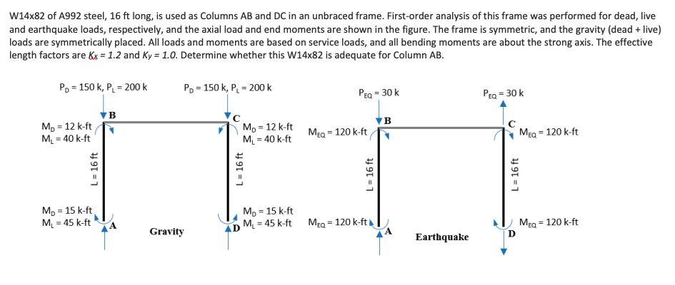 W14x82 of A992 steel, 16 ft long, is used as Columns | Chegg.com