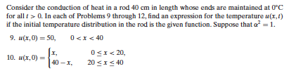 Solved Consider the conduction of heat in a rod 40 cm in | Chegg.com