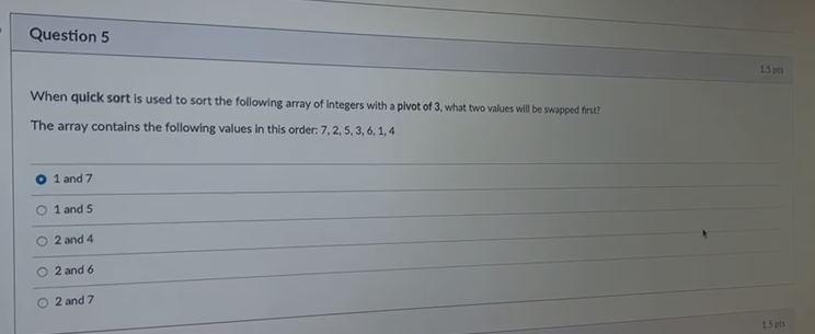 Solved When quick sort is used to sort the following array | Chegg.com