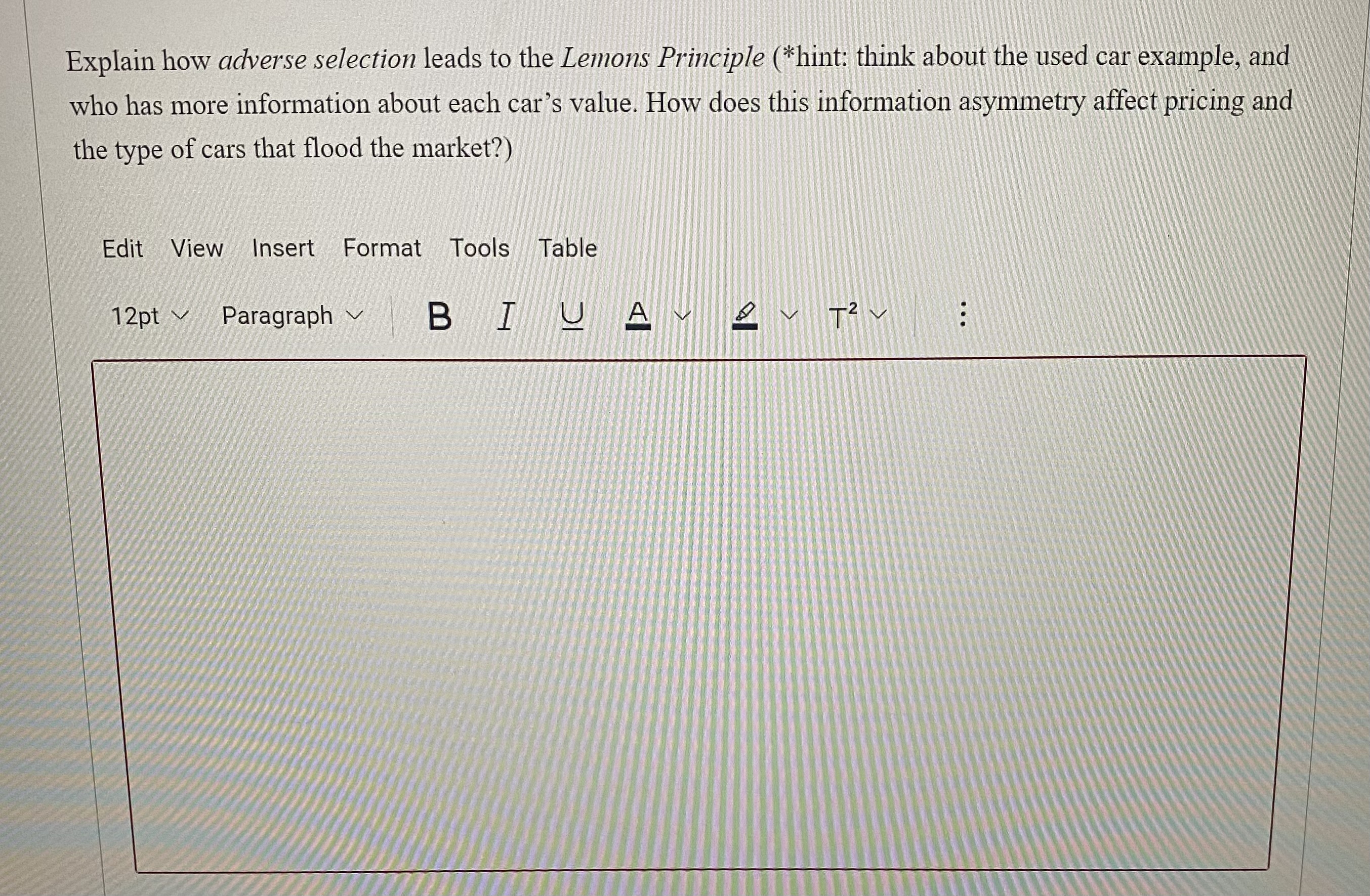 Solved Explain how adverse selection leads to the Lemons | Chegg.com
