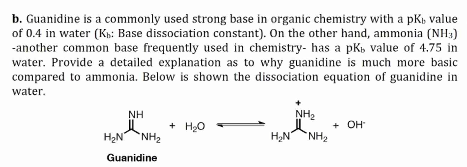 Solved b. Guanidine is a commonly used strong base in | Chegg.com
