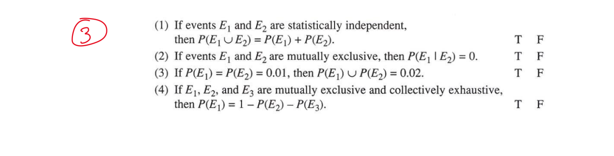 Solved (1) If events E1 and E2 are statistically | Chegg.com