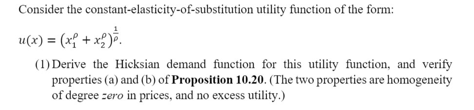 Solved Consider the constant-elasticity-of-substitution | Chegg.com