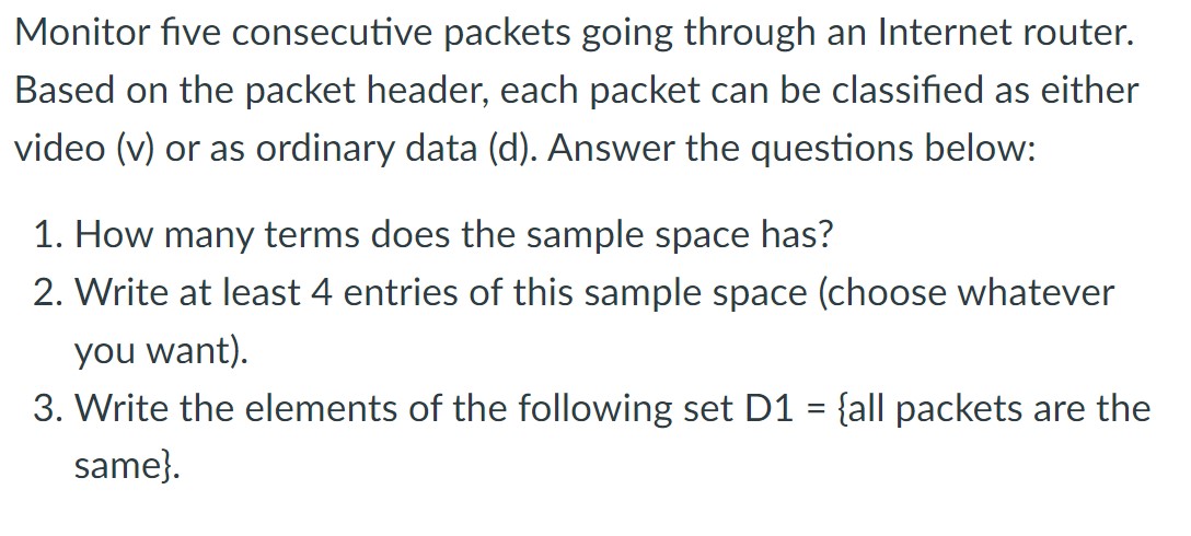 Solved Monitor five consecutive packets going through an | Chegg.com
