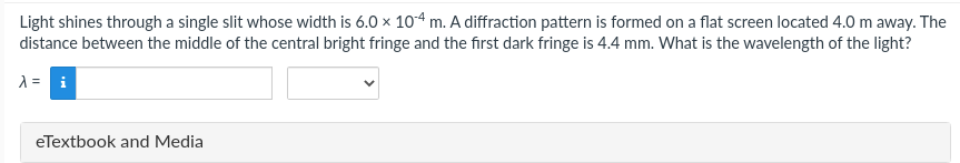 Solved Light shines through a single slit whose width is 6.0 | Chegg.com
