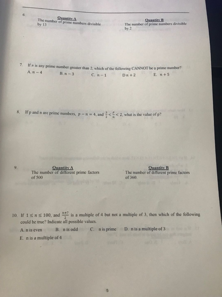 Solved Quantity A The number of prime numbers divisible by | Chegg.com