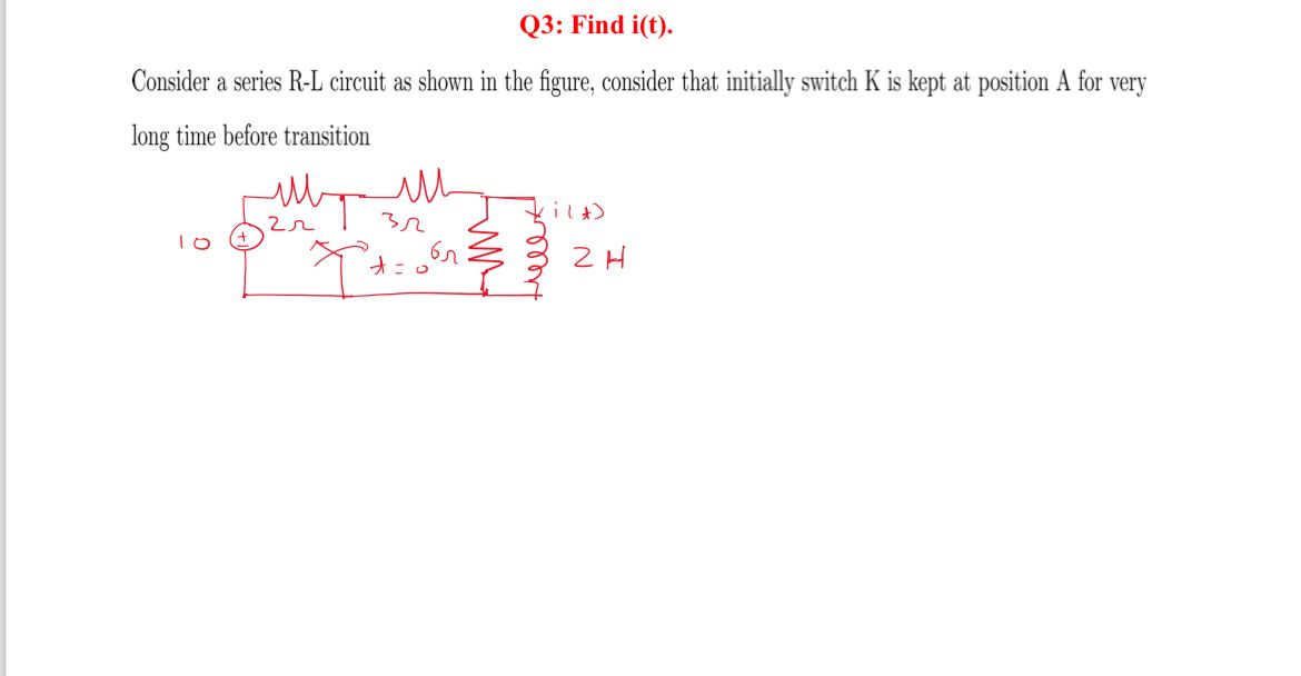 Solved Consider a series R-L circuit as shown in the figure, | Chegg.com