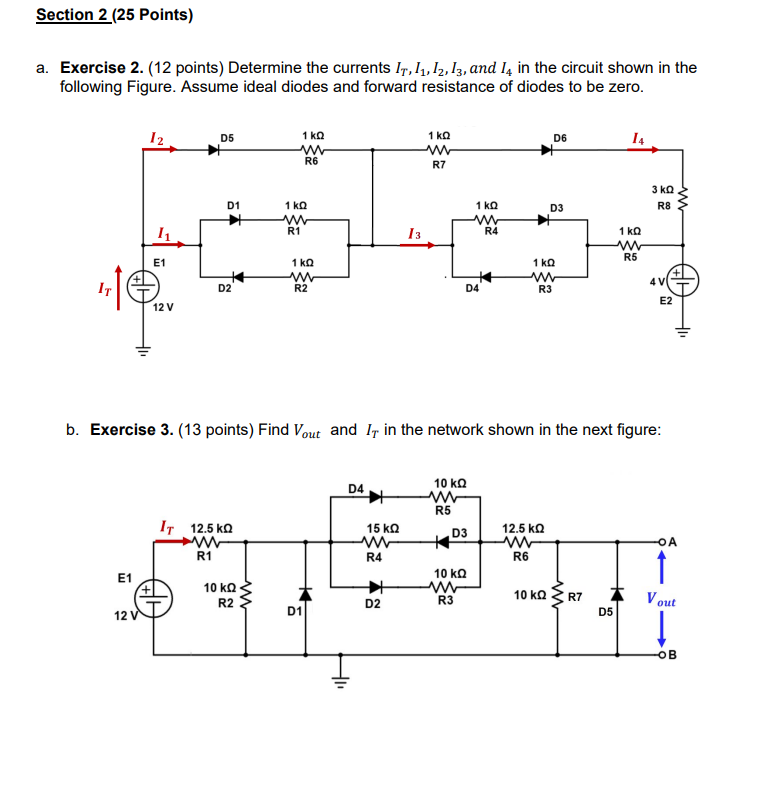 Solved a. Exercise 2. (12 points) Determine the currents | Chegg.com