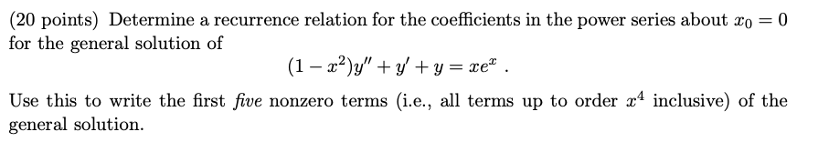 Solved (20 points) Determine a recurrence relation for the | Chegg.com