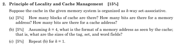 Solved by an EXPERT A cache-based memory system with the following | Chegg.com