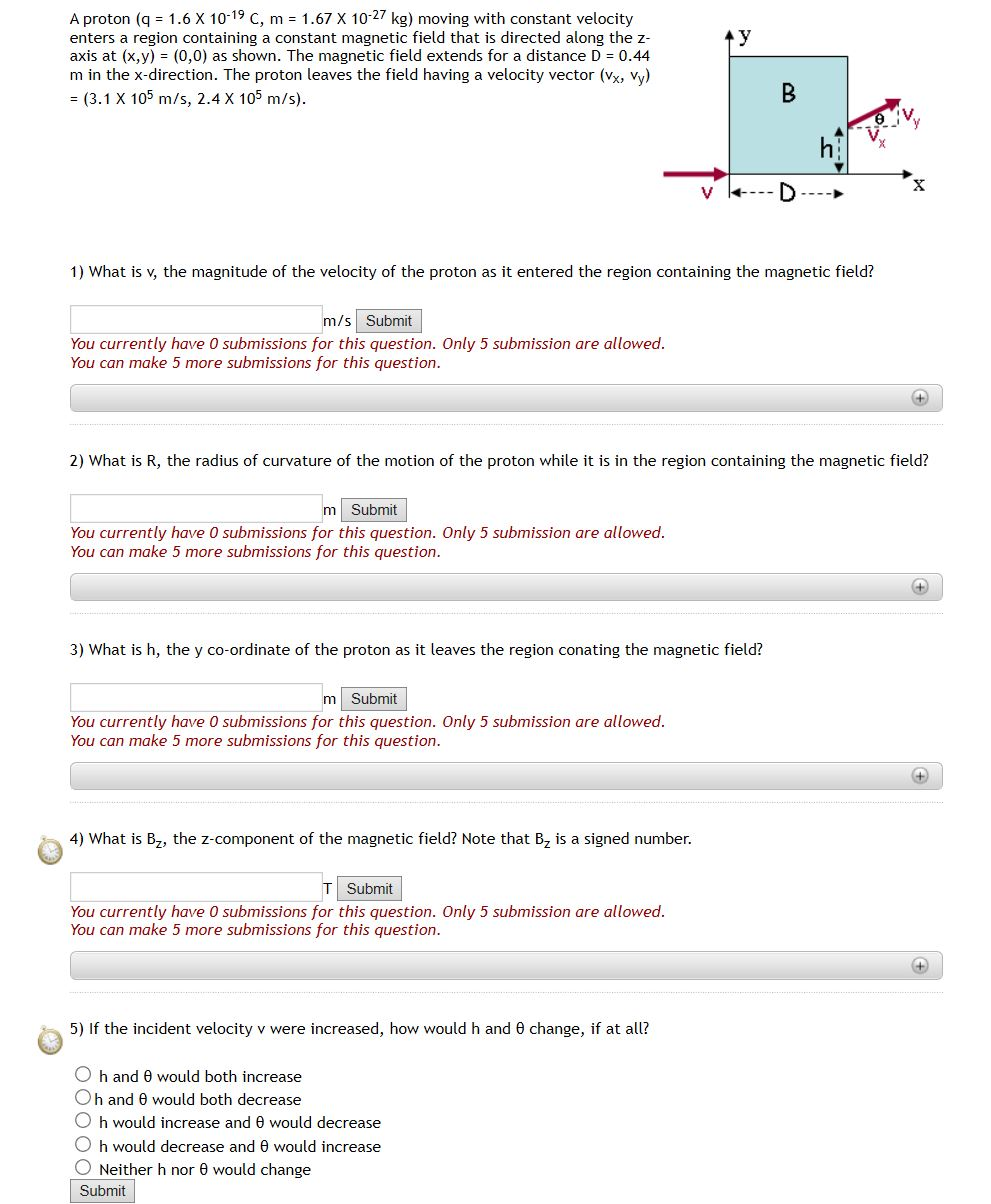 Solved A proton (g = 1.6 X 10-19 C, m = 1.67 X 10-27 kg) | Chegg.com