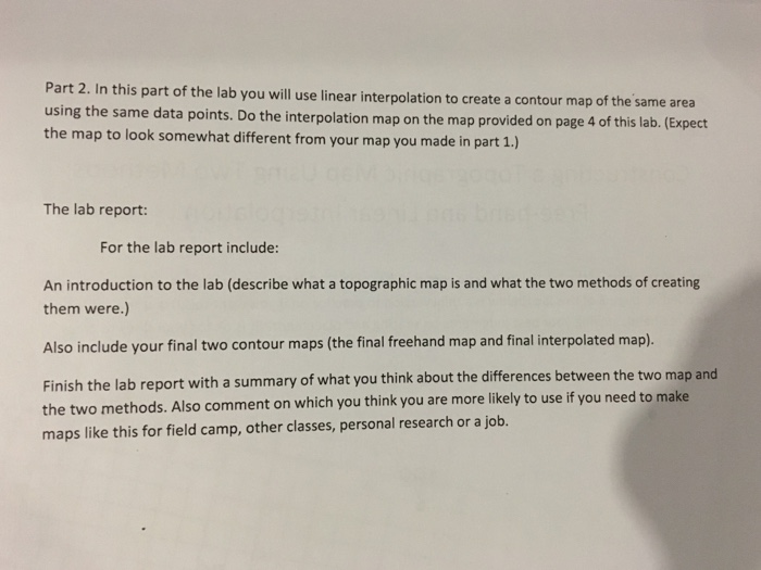 Constructing a Topographic Map Using Two Methods | Chegg.com