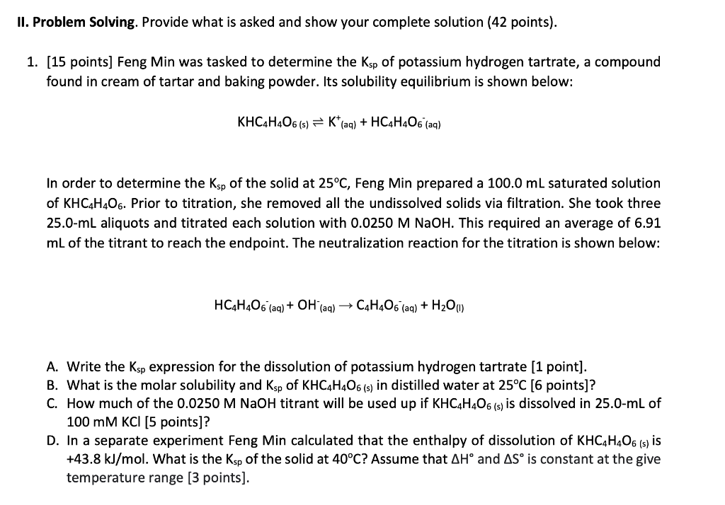 Solved II. Problem Solving. Provide what is asked and show | Chegg.com