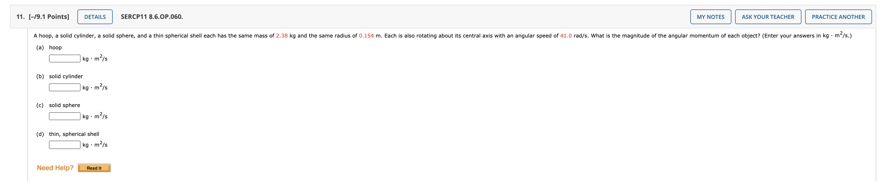 Solved 11. [-19.1 Points] DETAILS SERCP11 8.6.OP.060. MY | Chegg.com