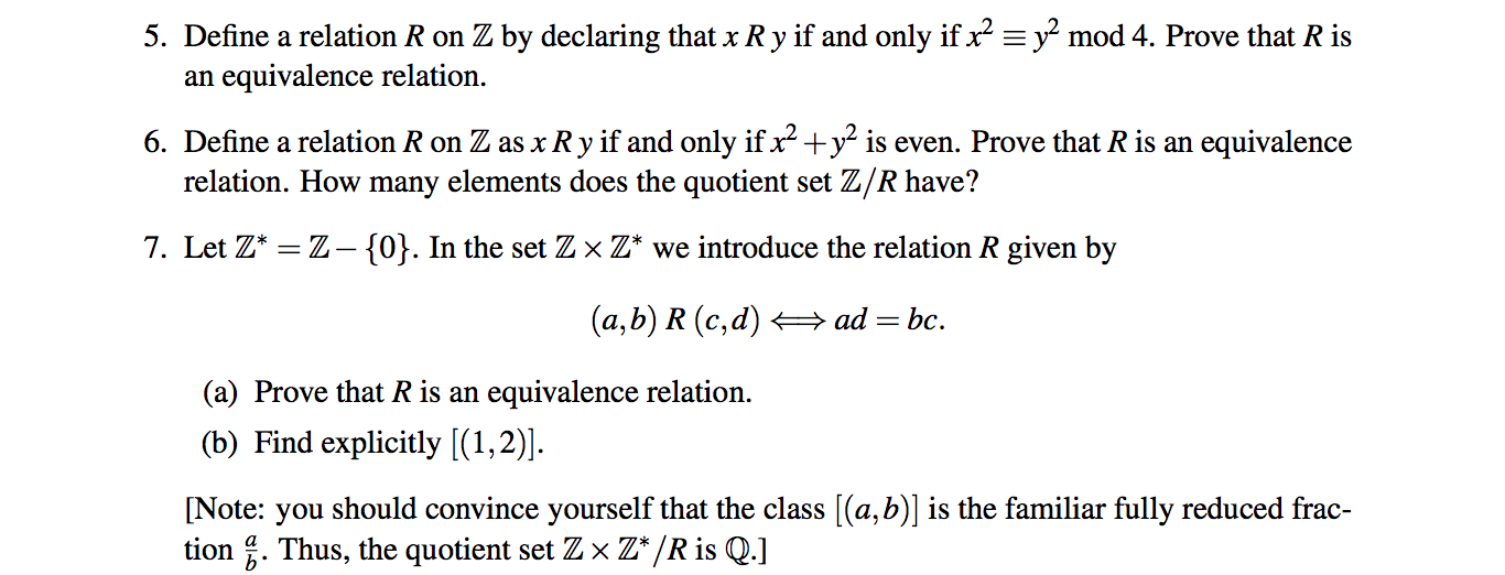 Solved = 5. Define a relation R on Z by declaring that x Ry | Chegg.com
