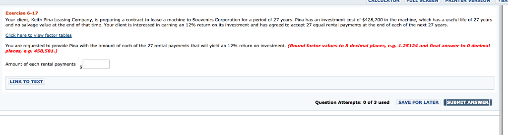 Solved Exercise 6-17 Your client, Keith Pina Leasing | Chegg.com
