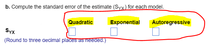 Solved b. Compute the standard error of the estimate (Syx) | Chegg.com