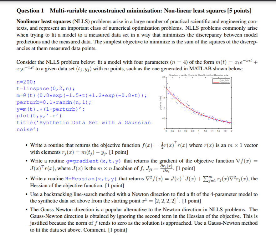 Question 1 Multi-variable unconstrained minimisation: | Chegg.com