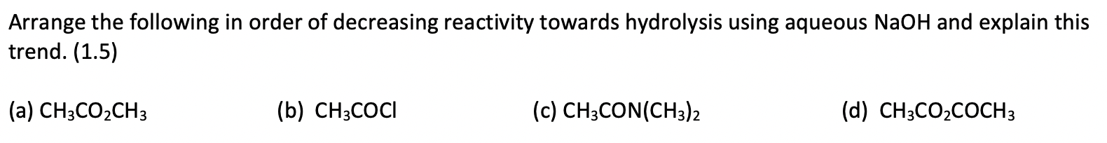 Solved Arrange the following in order of decreasing | Chegg.com