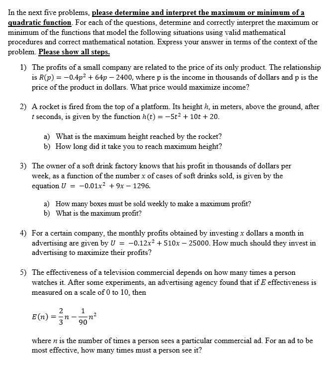 Solved Can you help with the following math problems based | Chegg.com