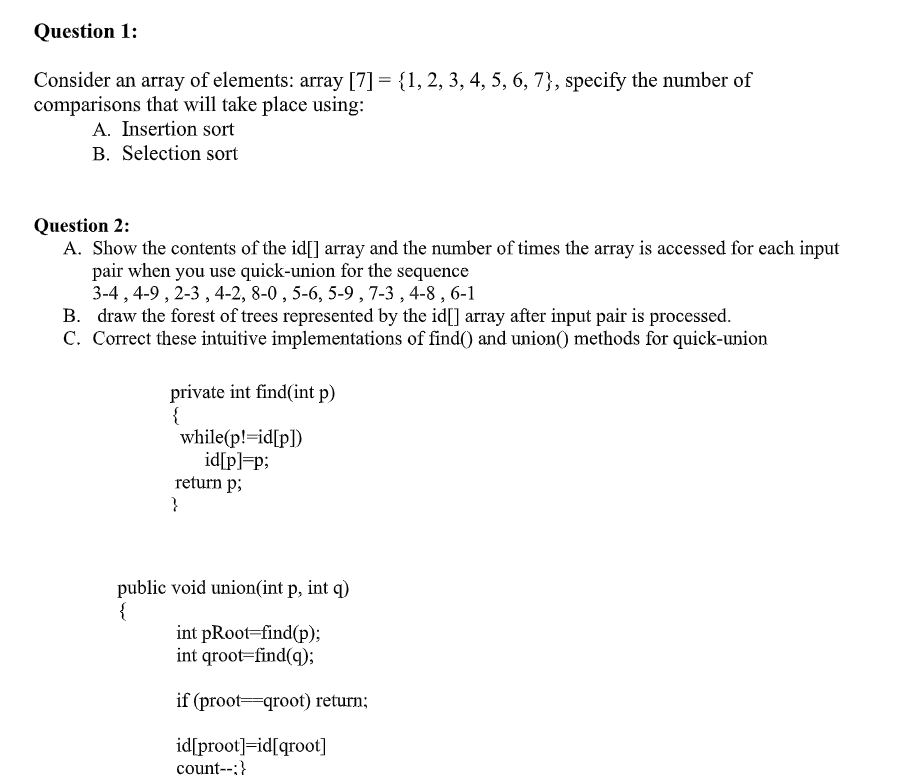 Solved Question 1 2 Consider An Array Of Elements Array