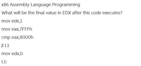 Solved x86 Assembly Language Programming What will be the | Chegg.com
