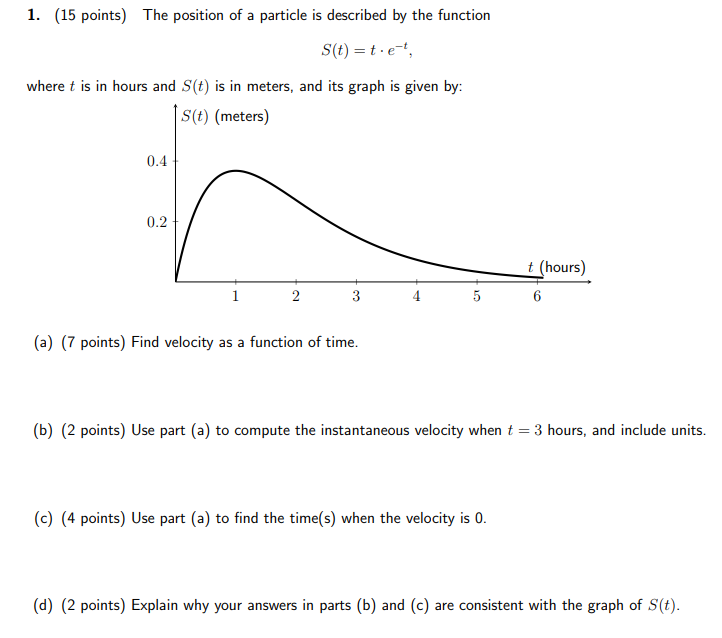 Solved 1 15 Points The Position Of A Particle Is