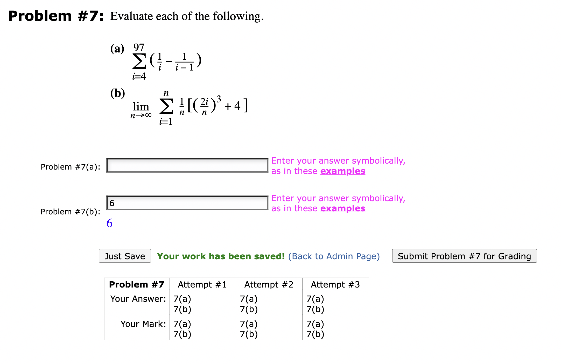 Solved Problem \#7: Evaluate each of the following. (a) | Chegg.com