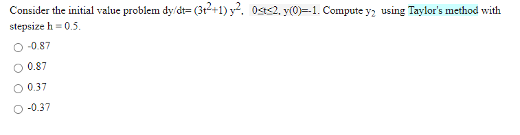 Solved Consider the initial value problem dy/dt= (3+2+1) y? | Chegg.com