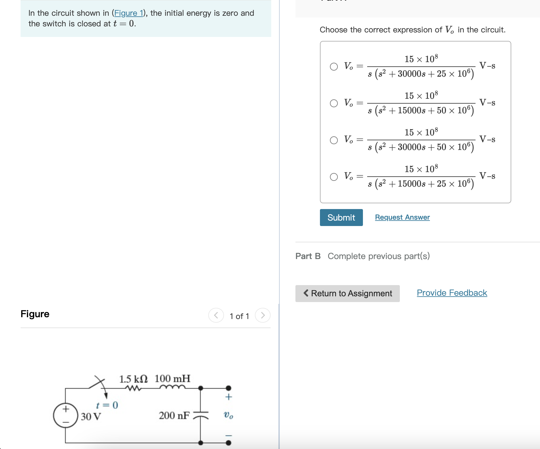 Solved In the circuit shown in (Figure 1), ﻿the initial | Chegg.com