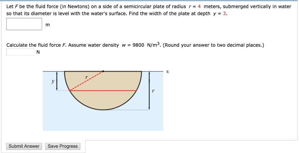 Solved Let F be the fluid force (in Newtons) on a side of a | Chegg.com