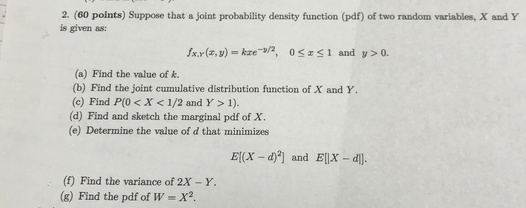 Solved 2. (60 points) Suppose that a joint probability | Chegg.com