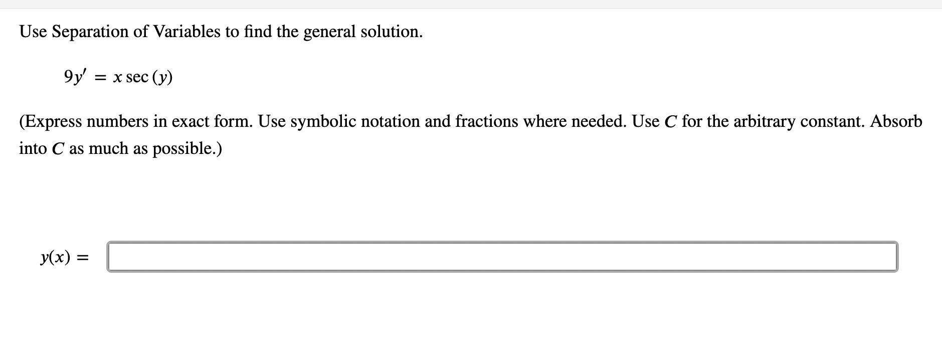 Solved Use Separation of Variables to find the general | Chegg.com