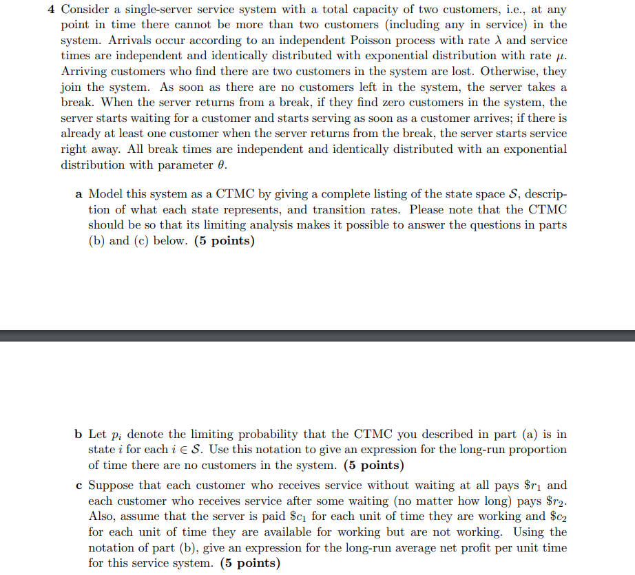 4 Consider a single-server service system with a | Chegg.com