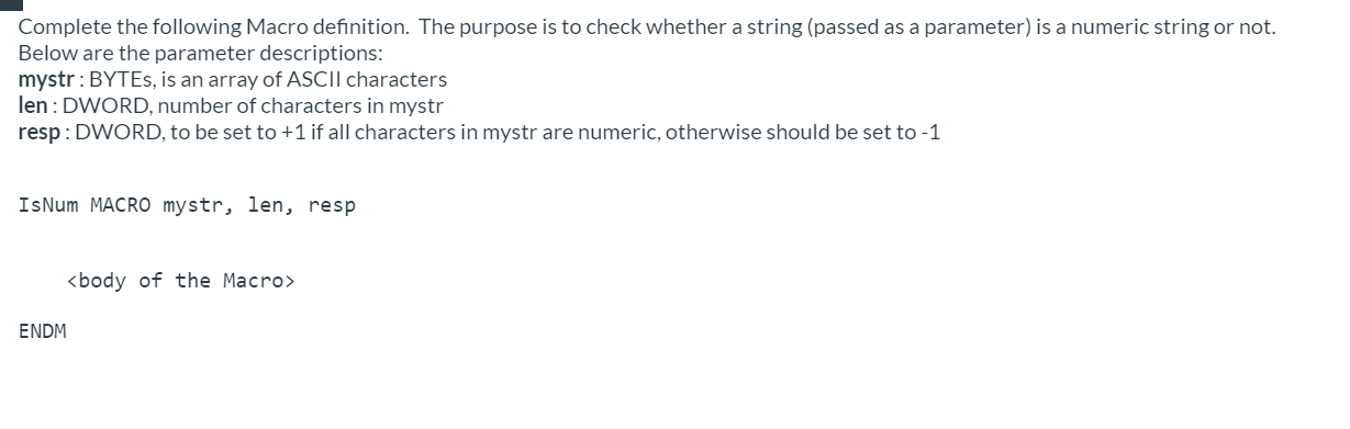 Solved Complete the following Macro definition. The purpose | Chegg.com