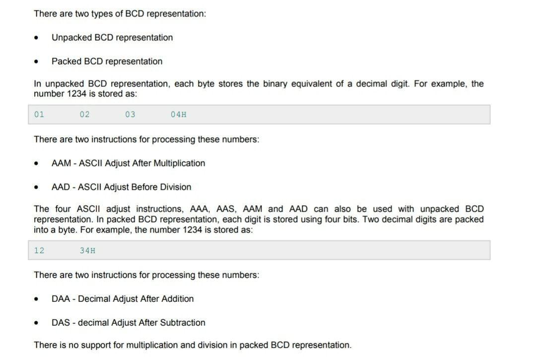 There are two types of BCD representation: Unpacked | Chegg.com