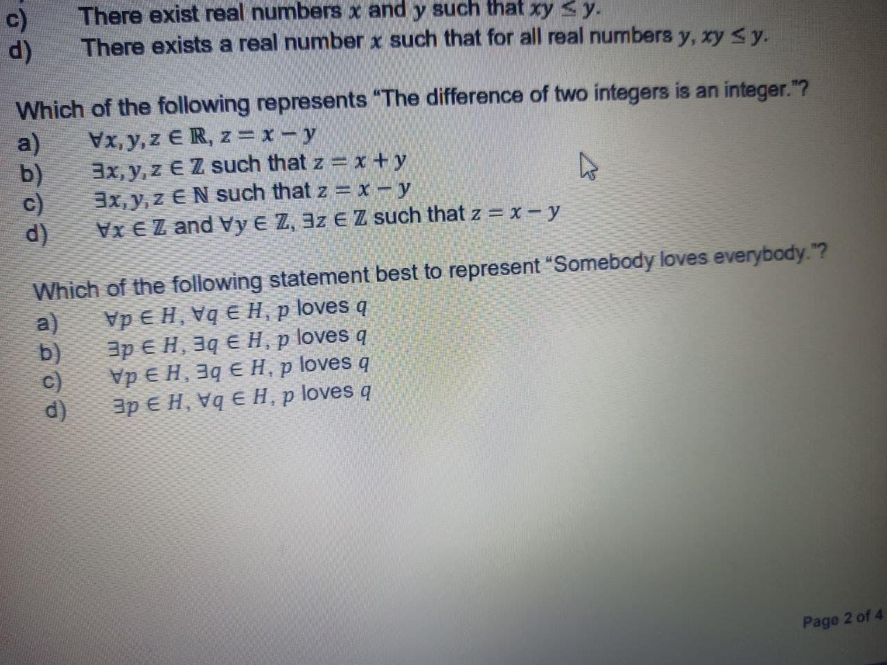 Solved c) d) There exist real numbers x and y such that xy | Chegg.com