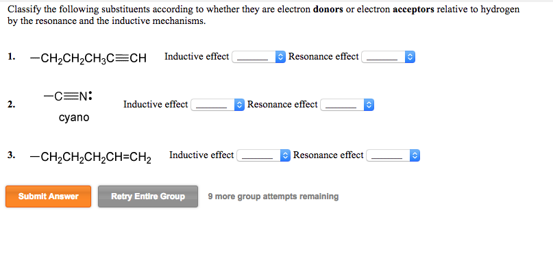 Solved Classify the following substituents according to | Chegg.com