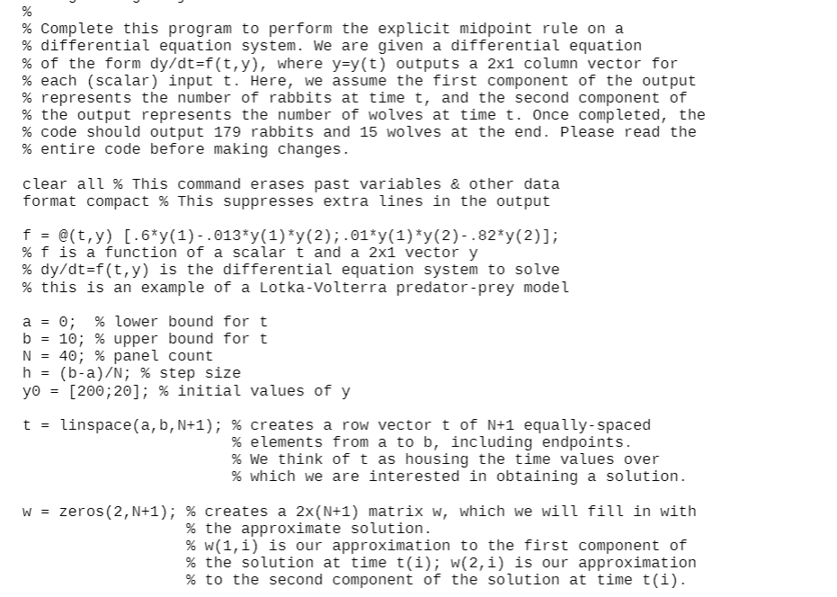 Solved % % Complete this program to perform the explicit | Chegg.com